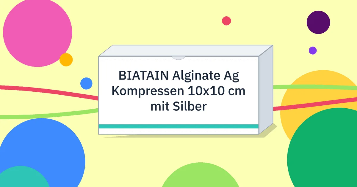 Symbolbild: Packung mit der Aufschrift BIATAIN Alginate Ag Kompressen 10x10 cm mit Silber (PZN 19480356) – Verfügbarkeit und Bezug in Apotheken in Frankfurt am Main