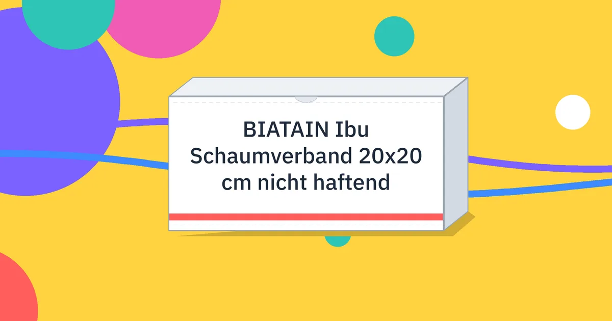 Symbolbild: Packung mit der Aufschrift BIATAIN Ibu Schaumverband 20x20 cm nicht haftend (PZN 18125765) – Verfügbarkeit und Bezug in Apotheken in Frankfurt am Main