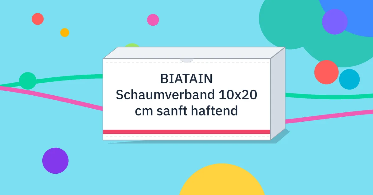 Symbolbild: Packung mit der Aufschrift BIATAIN Schaumverband 10x20 cm sanft haftend (PZN 13899982) – Verfügbarkeit und Bezug in Apotheken in Frankfurt am Main