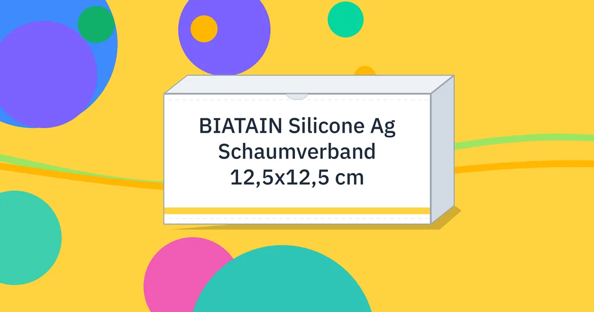 Symbolbild: Packung mit der Aufschrift BIATAIN Silicone Ag Schaumverband 12,5x12,5 cm (PZN 18125682) – Verfügbarkeit und Bezug in Apotheken in Frankfurt am Main