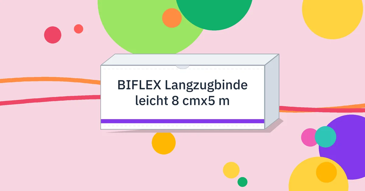 Symbolbild: Packung mit der Aufschrift BIFLEX Langzugbinde leicht 8 cmx5 m (PZN 11862590) – Verfügbarkeit und Bezug in Apotheken in Frankfurt am Main