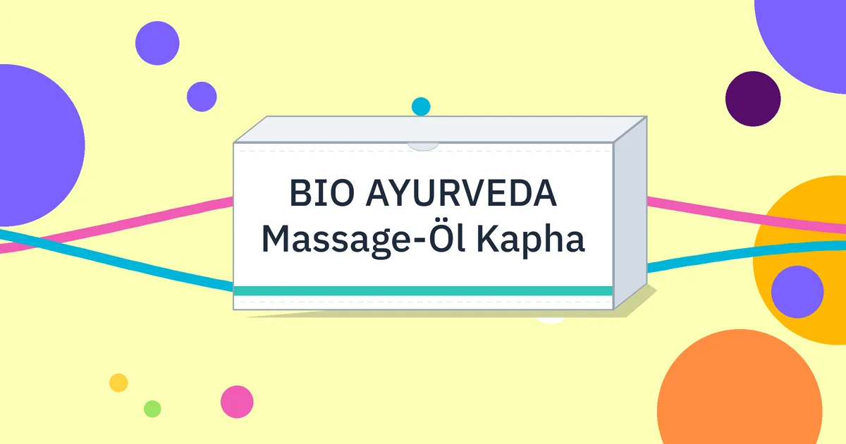 Symbolbild: Packung mit der Aufschrift BIO AYURVEDA Massage-Öl Kapha (PZN 05549274) – Verfügbarkeit und Bezug in Apotheken in Frankfurt am Main