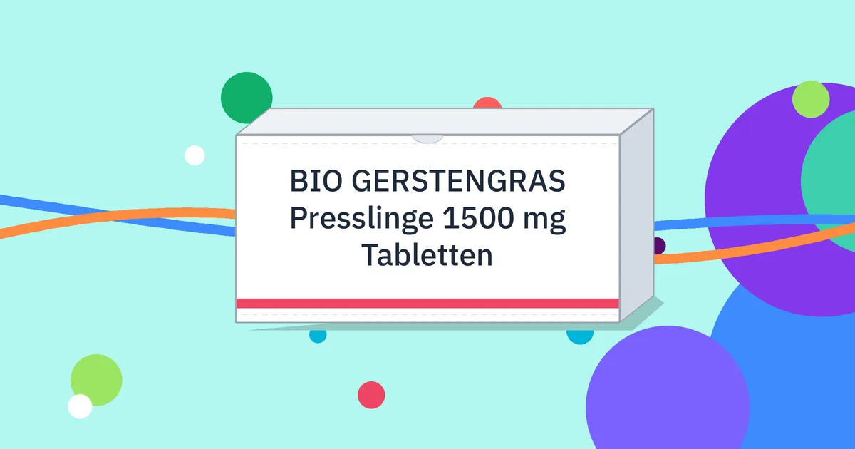 Symbolbild: Packung mit der Aufschrift BIO GERSTENGRAS Presslinge 1500 mg Tabletten (PZN 19786457) – Verfügbarkeit und Bezug in Apotheken in Frankfurt am Main