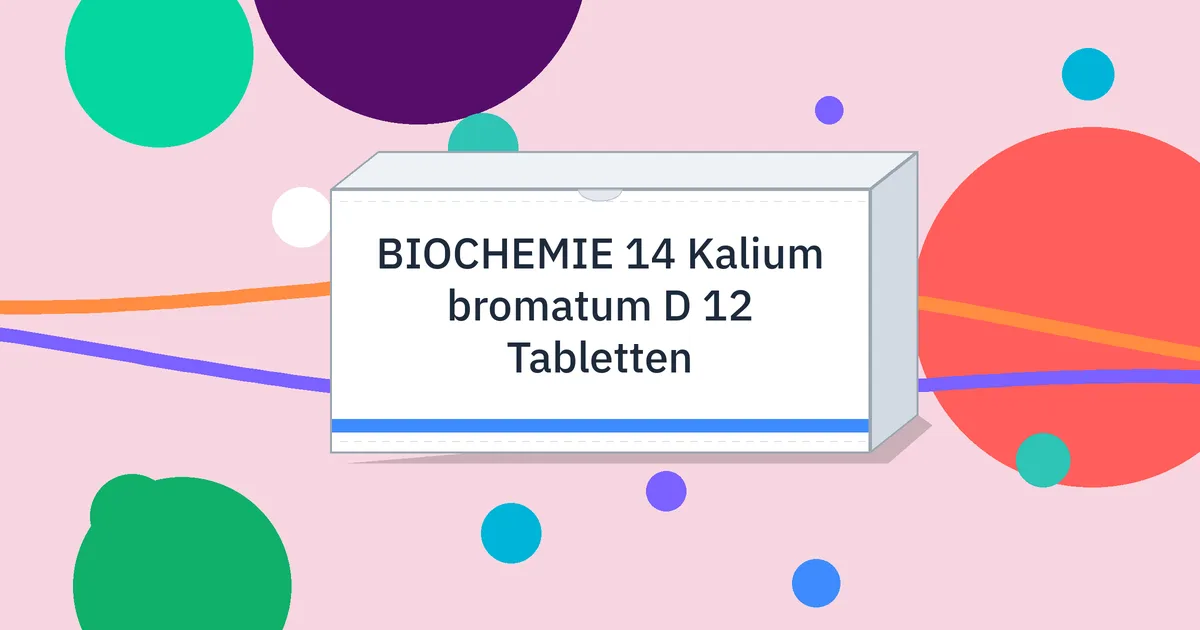 Symbolbild: Packung mit der Aufschrift BIOCHEMIE 14 Kalium bromatum D 12 Tabletten (PZN 04324691) – Verfügbarkeit und Bezug in Apotheken in Frankfurt am Main