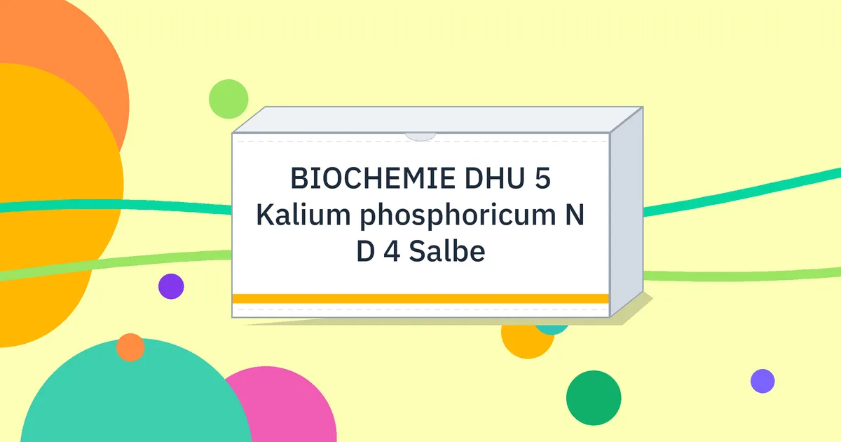 Symbolbild: Packung mit der Aufschrift BIOCHEMIE DHU 5 Kalium phosphoricum N D 4 Salbe (PZN 03369846) – Verfügbarkeit und Bezug in Apotheken in Frankfurt am Main