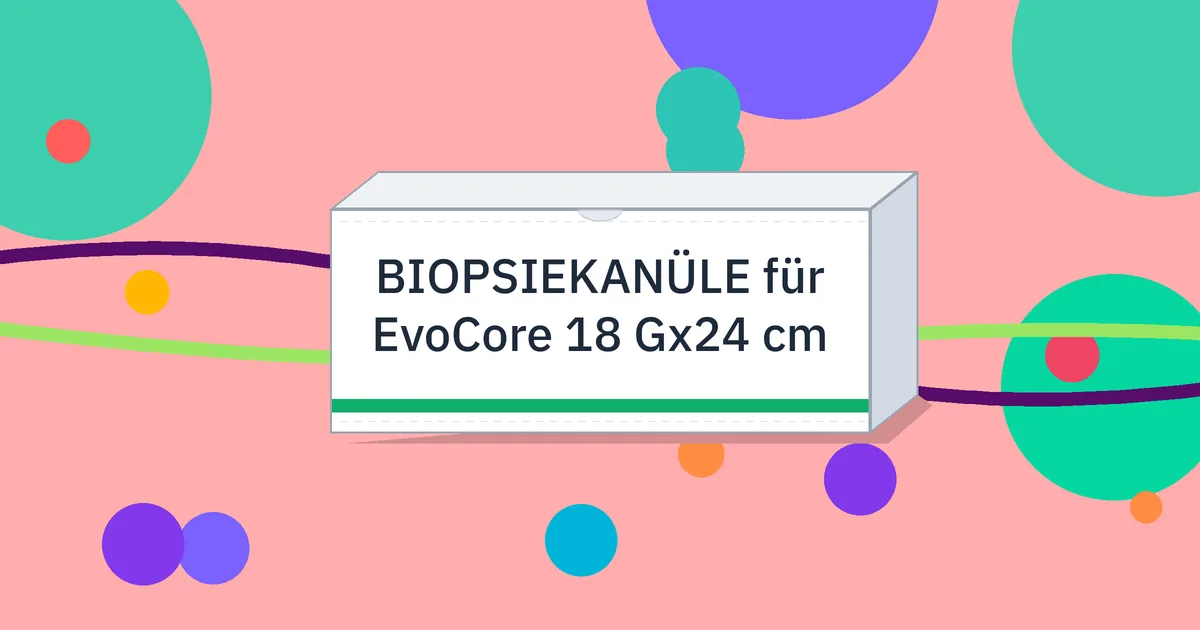 Symbolbild: Packung mit der Aufschrift BIOPSIEKANÜLE für EvoCore 18 Gx24 cm (PZN 11059195) – Verfügbarkeit und Bezug in Apotheken in Frankfurt am Main