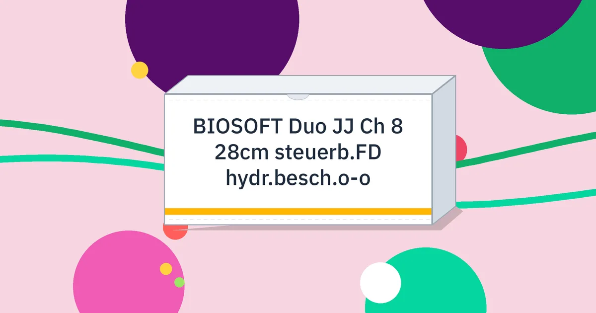 Symbolbild: Packung mit der Aufschrift BIOSOFT Duo JJ Ch 8 28cm steuerb.FD hydr.besch.o-o (PZN 17509989) – Verfügbarkeit und Bezug in Apotheken in Frankfurt am Main