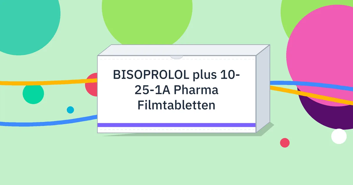 Symbolbild: Packung mit der Aufschrift BISOPROLOL plus 10-25-1A Pharma Filmtabletten (PZN 01624240) – Verfügbarkeit und Bezug in Apotheken in Frankfurt am Main