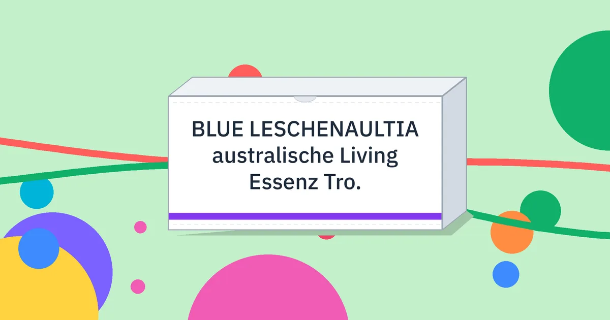Symbolbild: Packung mit der Aufschrift BLUE LESCHENAULTIA australische Living Essenz Tro. (PZN 05008874) – Verfügbarkeit und Bezug in Apotheken in Frankfurt am Main