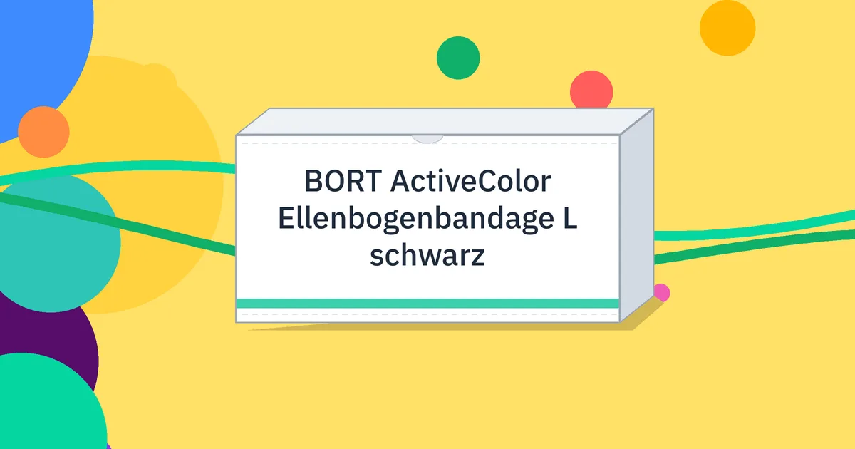 Symbolbild: Packung mit der Aufschrift BORT ActiveColor Ellenbogenbandage L schwarz (PZN 06914439) – Verfügbarkeit und Bezug in Apotheken in Frankfurt am Main