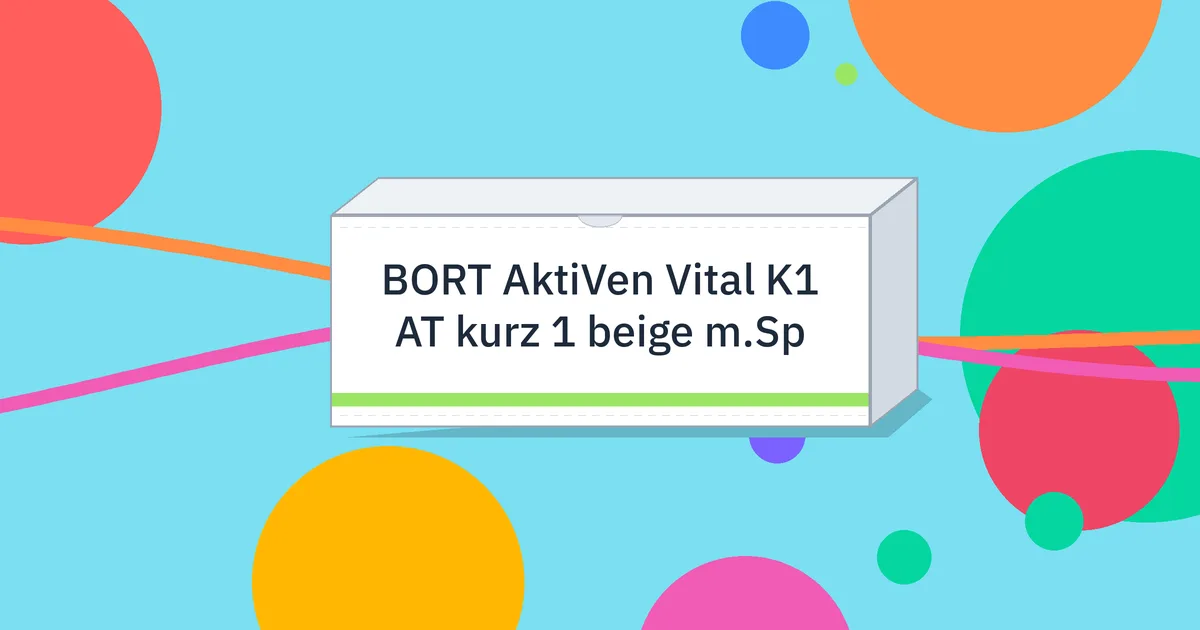 Symbolbild: Packung mit der Aufschrift BORT AktiVen Vital K1 AT kurz 1 beige m.Sp (PZN 13738517) – Verfügbarkeit und Bezug in Apotheken in Frankfurt am Main