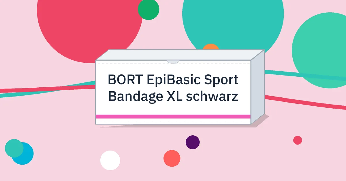 Symbolbild: Packung mit der Aufschrift BORT EpiBasic Sport Bandage XL schwarz (PZN 09777345) – Verfügbarkeit und Bezug in Apotheken in Frankfurt am Main