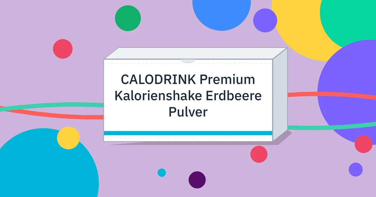 Symbolbild: Packung mit der Aufschrift CALODRINK Premium Kalorienshake Erdbeere Pulver (PZN 20217428) – Verfügbarkeit und Bezug in Apotheken in Frankfurt am Main