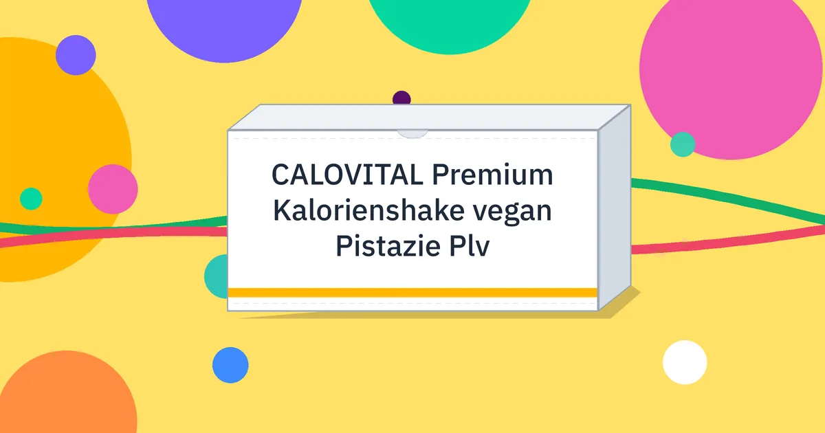 Symbolbild: Packung mit der Aufschrift CALOVITAL Premium Kalorienshake vegan Pistazie Plv (PZN 20026131) – Verfügbarkeit und Bezug in Apotheken in Frankfurt am Main