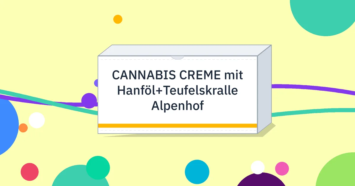 Symbolbild: Packung mit der Aufschrift CANNABIS CREME mit Hanföl+Teufelskralle Alpenhof (PZN 18662150) – Verfügbarkeit und Bezug in Apotheken in Frankfurt am Main