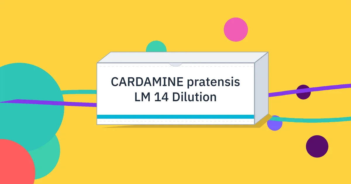 Symbolbild: Packung mit der Aufschrift CARDAMINE pratensis LM 14 Dilution (PZN 13429153) – Verfügbarkeit und Bezug in Apotheken in Frankfurt am Main