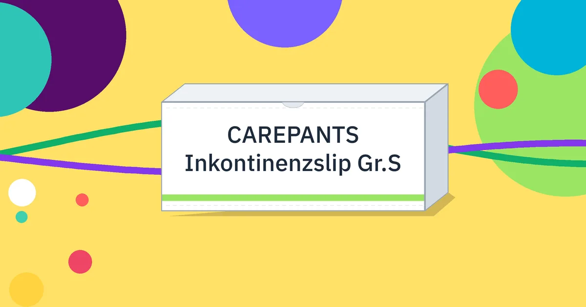 Symbolbild: Packung mit der Aufschrift CAREPANTS Inkontinenzslip Gr.S (PZN 20014300) – Verfügbarkeit und Bezug in Apotheken in Frankfurt am Main