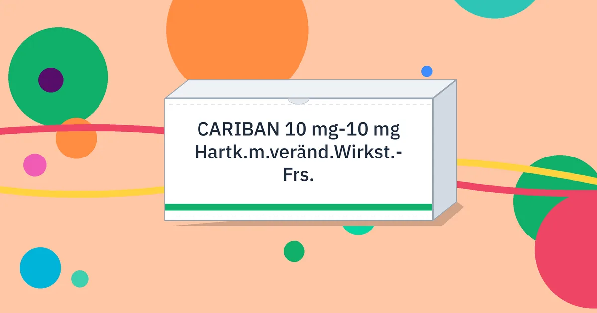 Symbolbild: Packung mit der Aufschrift CARIBAN 10 mg-10 mg Hartk.m.veränd.Wirkst.-Frs. (PZN 17895573) – Verfügbarkeit und Bezug in Apotheken in Frankfurt am Main