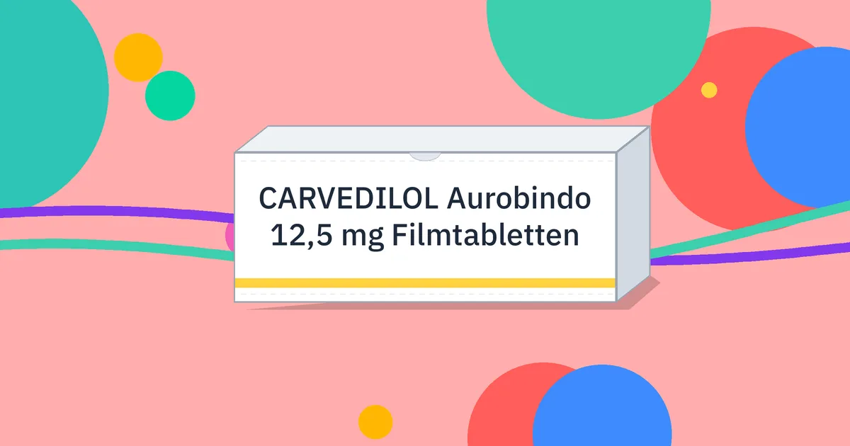 Symbolbild: Packung mit der Aufschrift CARVEDILOL Aurobindo 12,5 mg Filmtabletten (PZN 02592594) – Verfügbarkeit und Bezug in Apotheken in Frankfurt am Main