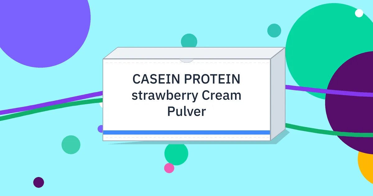 Symbolbild: Packung mit der Aufschrift CASEIN PROTEIN strawberry Cream Pulver (PZN 04123076) – Verfügbarkeit und Bezug in Apotheken in Frankfurt am Main