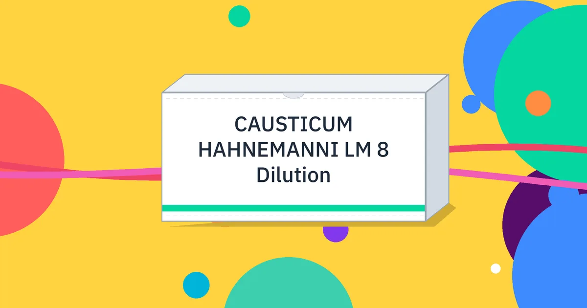 Symbolbild: Packung mit der Aufschrift CAUSTICUM HAHNEMANNI LM 8 Dilution (PZN 12811608) – Verfügbarkeit und Bezug in Apotheken in Frankfurt am Main