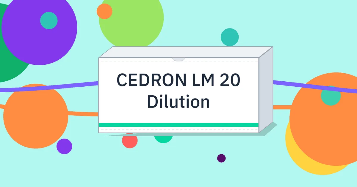 Symbolbild: Packung mit der Aufschrift CEDRON LM 20 Dilution (PZN 13435780) – Verfügbarkeit und Bezug in Apotheken in Frankfurt am Main