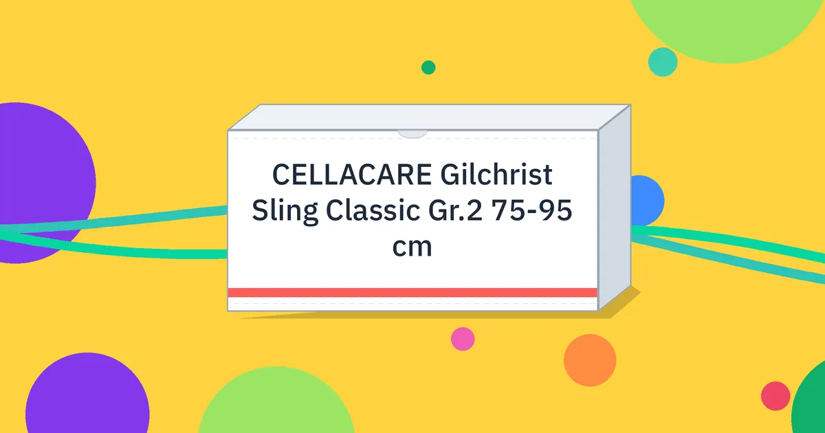 Symbolbild: Packung mit der Aufschrift CELLACARE Gilchrist Sling Classic Gr.2 75-95 cm (PZN 20549840) – Verfügbarkeit und Bezug in Apotheken in Frankfurt am Main