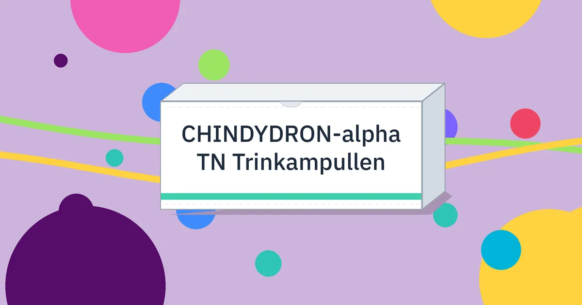 Symbolbild: Packung mit der Aufschrift CHINDYDRON-alpha TN Trinkampullen (PZN 17541823) – Verfügbarkeit und Bezug in Apotheken in Frankfurt am Main