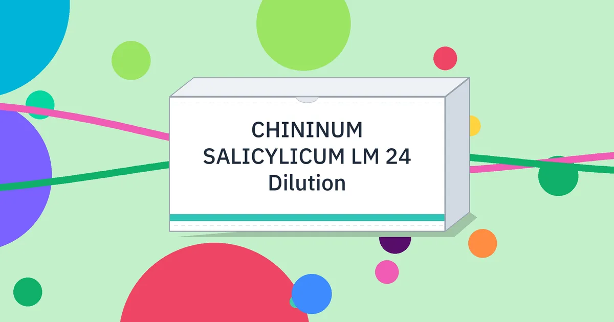 Symbolbild: Packung mit der Aufschrift CHININUM SALICYLICUM LM 24 Dilution (PZN 12815730) – Verfügbarkeit und Bezug in Apotheken in Frankfurt am Main