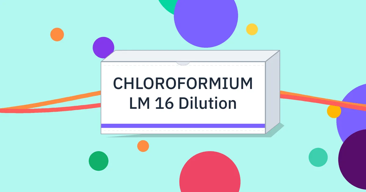 Symbolbild: Packung mit der Aufschrift CHLOROFORMIUM LM 16 Dilution (PZN 13444595) – Verfügbarkeit und Bezug in Apotheken in Frankfurt am Main