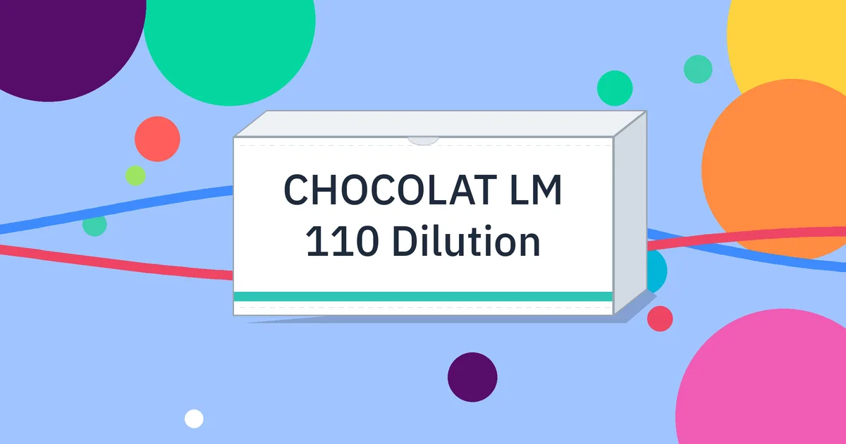 Symbolbild: Packung mit der Aufschrift CHOCOLAT LM 110 Dilution (PZN 12817203) – Verfügbarkeit und Bezug in Apotheken in Frankfurt am Main