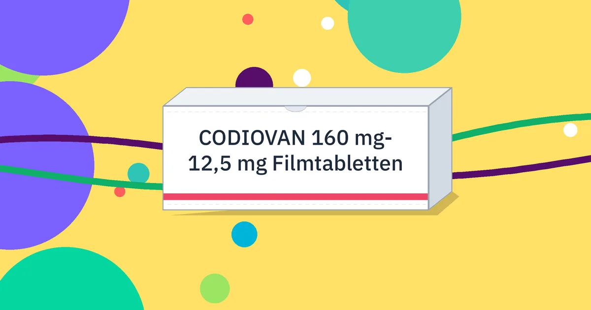 Symbolbild: Packung mit der Aufschrift CODIOVAN 160 mg-12,5 mg Filmtabletten (PZN 11031587) – Verfügbarkeit und Bezug in Apotheken in Frankfurt am Main