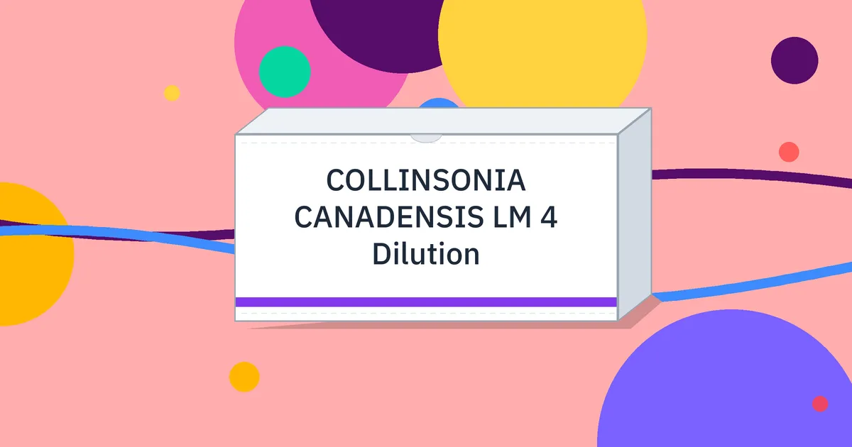 Symbolbild: Packung mit der Aufschrift COLLINSONIA CANADENSIS LM 4 Dilution (PZN 13447719) – Verfügbarkeit und Bezug in Apotheken in Frankfurt am Main
