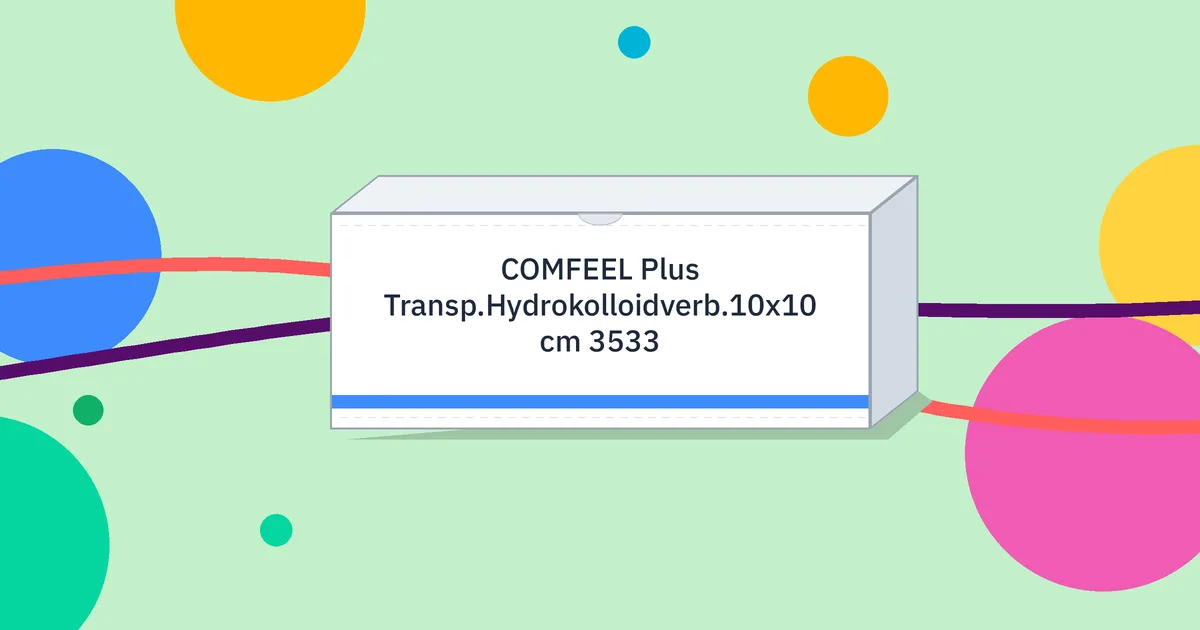Symbolbild: Packung mit der Aufschrift COMFEEL Plus Transp.Hydrokolloidverb.10x10 cm 3533 (PZN 08442789) – Verfügbarkeit und Bezug in Apotheken in Frankfurt am Main