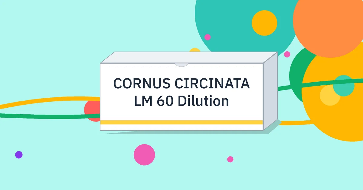 Symbolbild: Packung mit der Aufschrift CORNUS CIRCINATA LM 60 Dilution (PZN 13452399) – Verfügbarkeit und Bezug in Apotheken in Frankfurt am Main