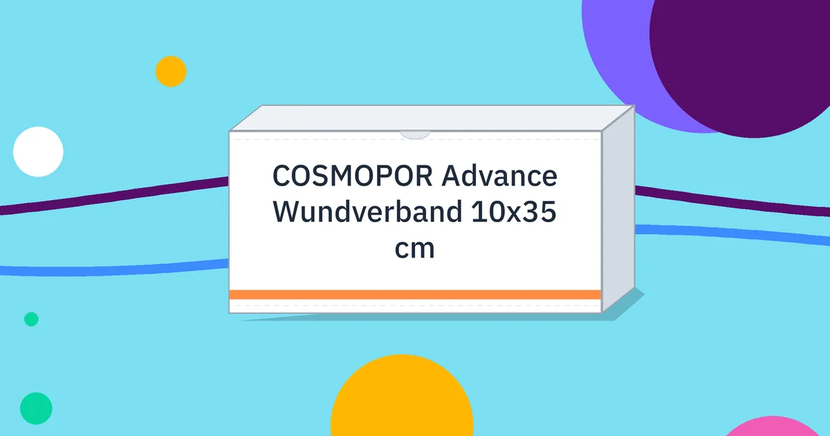 Symbolbild: Packung mit der Aufschrift COSMOPOR Advance Wundverband 10x35 cm (PZN 12577584) – Verfügbarkeit und Bezug in Apotheken in Frankfurt am Main