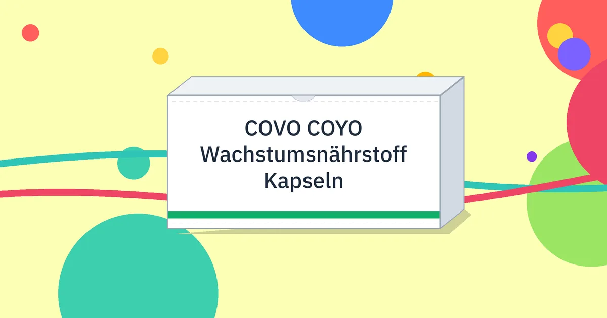 Symbolbild: Packung mit der Aufschrift COVO COYO Wachstumsnährstoff Kapseln (PZN 20000864) – Verfügbarkeit und Bezug in Apotheken in Frankfurt am Main