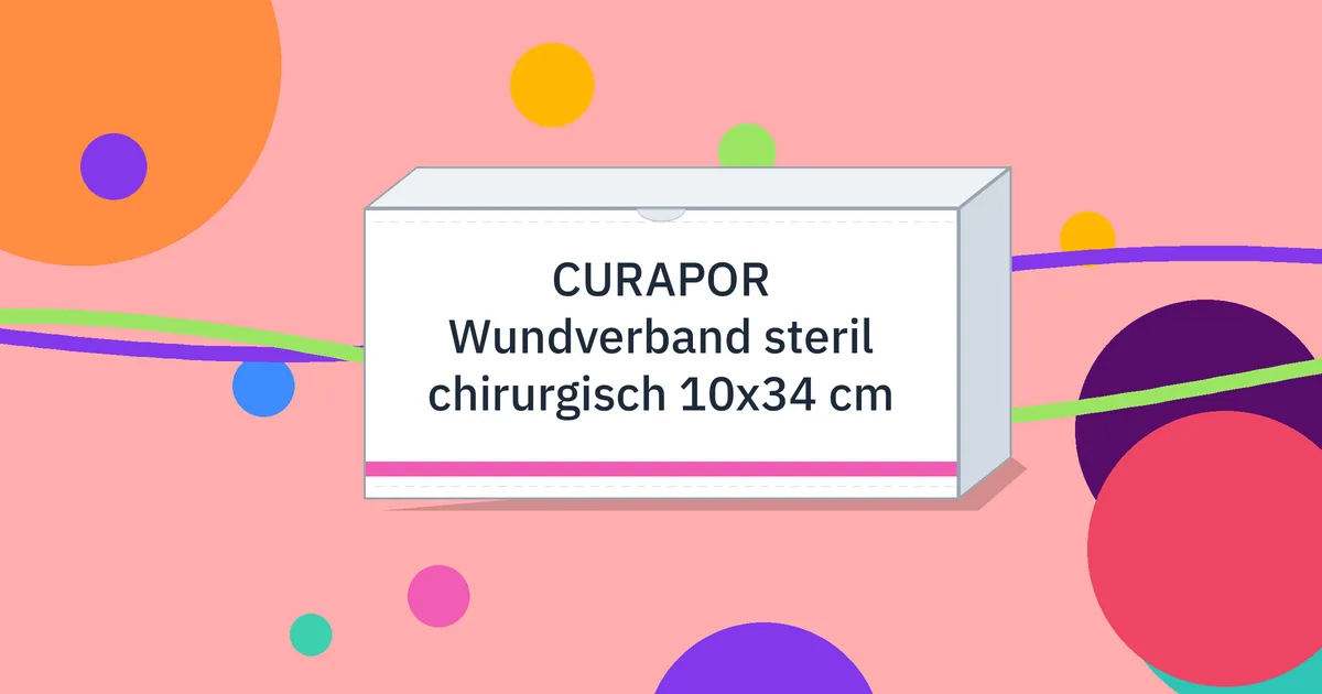 Symbolbild: Packung mit der Aufschrift CURAPOR Wundverband steril chirurgisch 10x34 cm (PZN 10757164) – Verfügbarkeit und Bezug in Apotheken in Frankfurt am Main