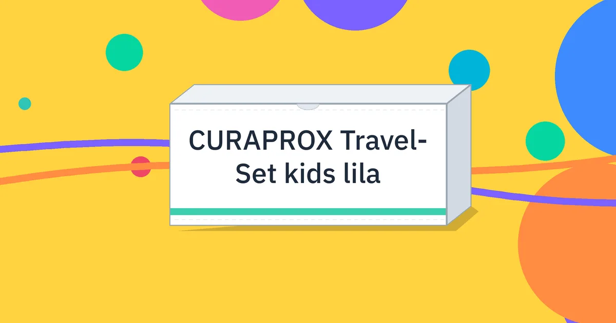 Symbolbild: Packung mit der Aufschrift CURAPROX Travel-Set kids lila (PZN 20043419) – Verfügbarkeit und Bezug in Apotheken in Frankfurt am Main