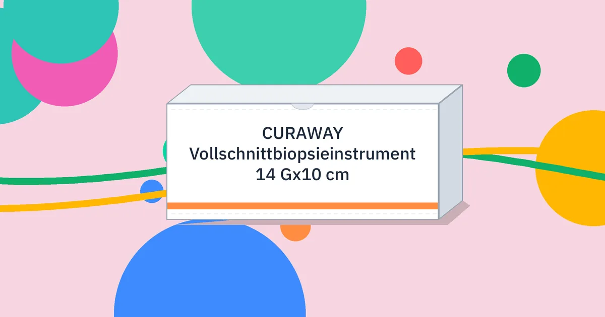Symbolbild: Packung mit der Aufschrift CURAWAY Vollschnittbiopsieinstrument 14 Gx10 cm (PZN 20030026) – Verfügbarkeit und Bezug in Apotheken in Frankfurt am Main