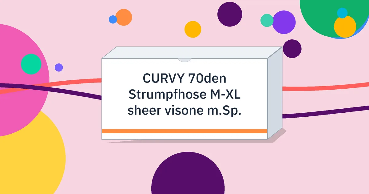 Symbolbild: Packung mit der Aufschrift CURVY 70den Strumpfhose M-XL sheer visone m.Sp. (PZN 16354243) – Verfügbarkeit und Bezug in Apotheken in Frankfurt am Main