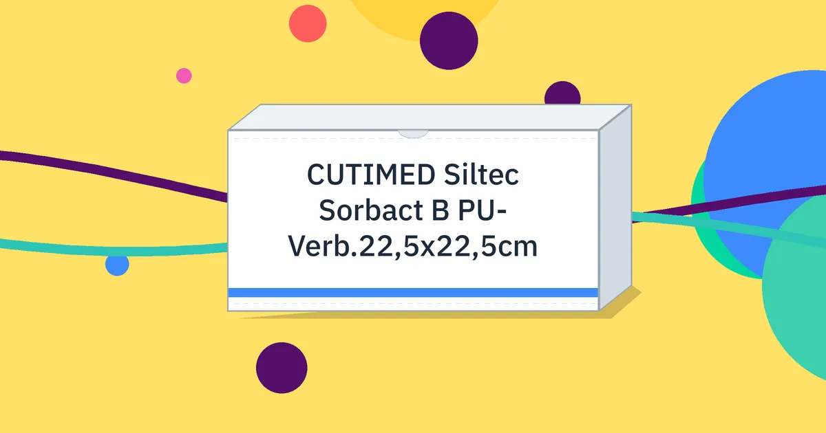 Symbolbild: Packung mit der Aufschrift CUTIMED Siltec Sorbact B PU-Verb.22,5x22,5cm (PZN 20595857) – Verfügbarkeit und Bezug in Apotheken in Frankfurt am Main