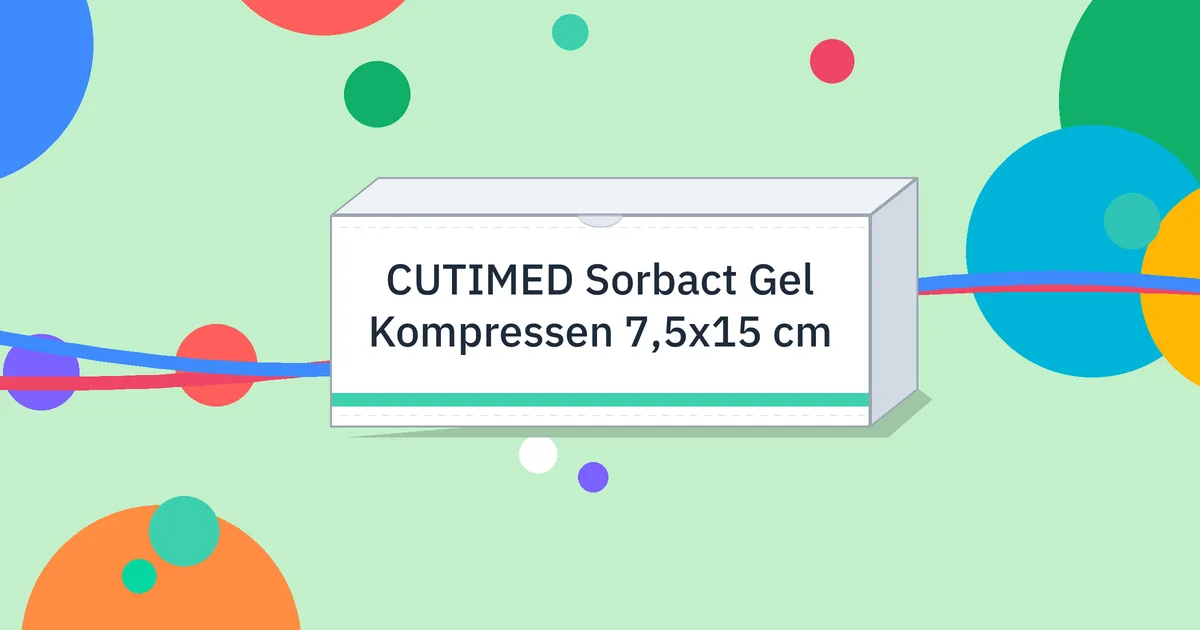 Symbolbild: Packung mit der Aufschrift CUTIMED Sorbact Gel Kompressen 7,5x15 cm (PZN 07523267) – Verfügbarkeit und Bezug in Apotheken in Frankfurt am Main