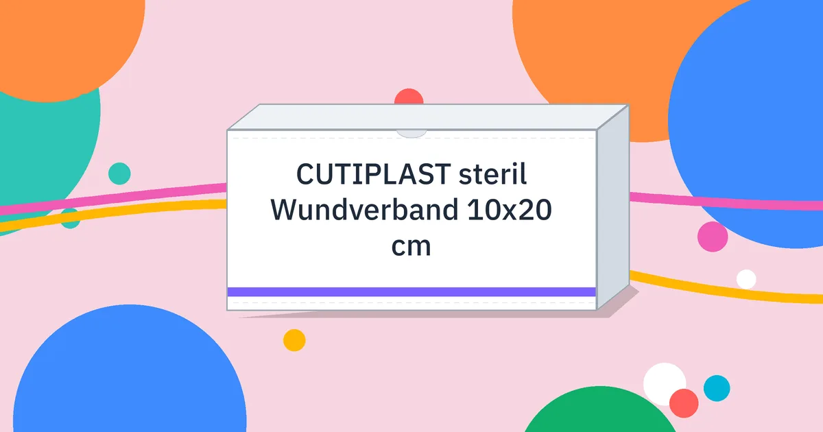 Symbolbild: Packung mit der Aufschrift CUTIPLAST steril Wundverband 10x20 cm (PZN 18110261) – Verfügbarkeit und Bezug in Apotheken in Frankfurt am Main