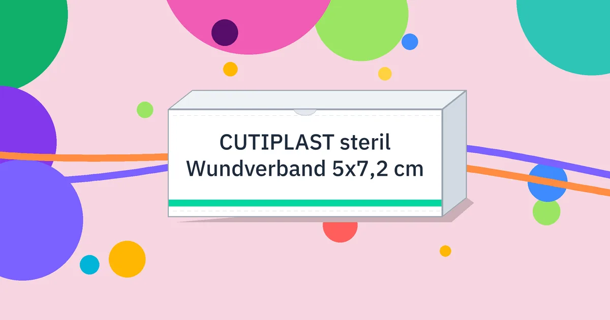 Symbolbild: Packung mit der Aufschrift CUTIPLAST steril Wundverband 5x7,2 cm (PZN 16662795) – Verfügbarkeit und Bezug in Apotheken in Frankfurt am Main