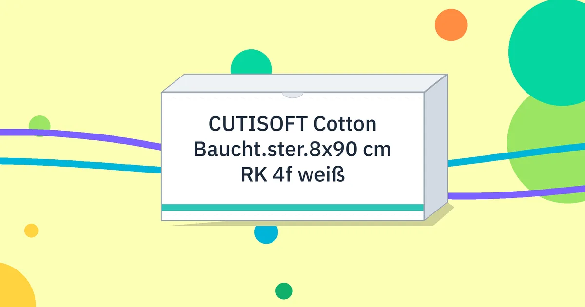 Symbolbild: Packung mit der Aufschrift CUTISOFT Cotton Baucht.ster.8x90 cm RK 4f weiß (PZN 03902714) – Verfügbarkeit und Bezug in Apotheken in Frankfurt am Main