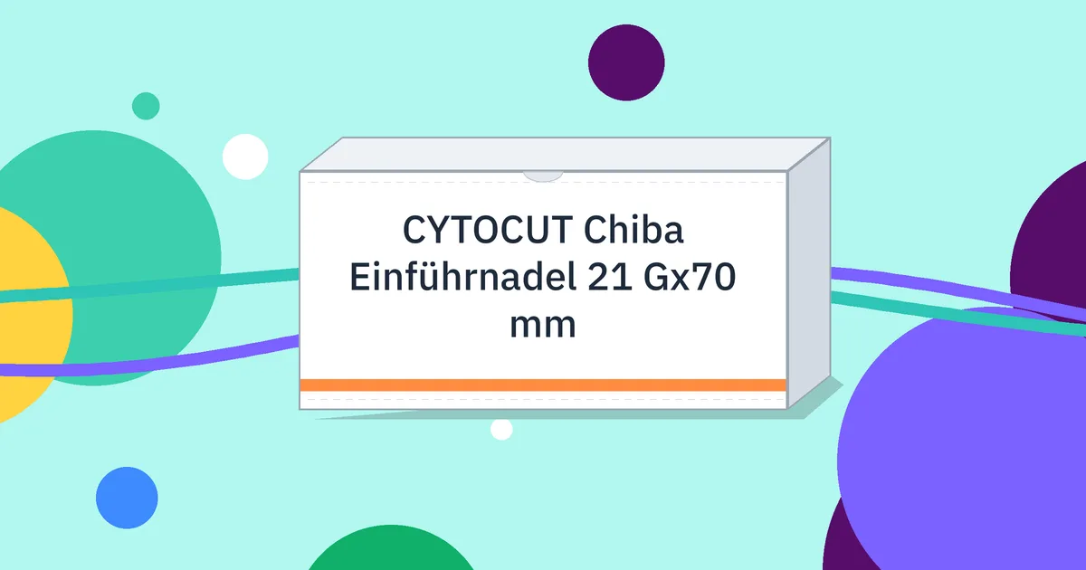Symbolbild: Packung mit der Aufschrift CYTOCUT Chiba Einführnadel 21 Gx70 mm (PZN 16919449) – Verfügbarkeit und Bezug in Apotheken in Frankfurt am Main
