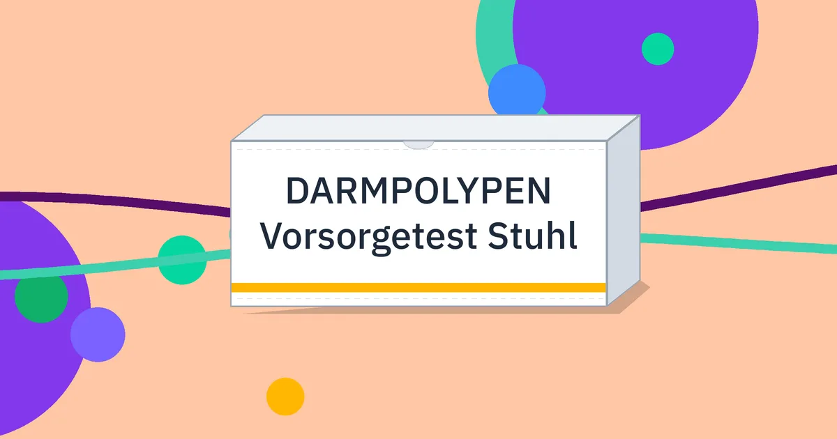 Symbolbild: Packung mit der Aufschrift DARMPOLYPEN Vorsorgetest Stuhl (PZN 19962428) – Verfügbarkeit und Bezug in Apotheken in Frankfurt am Main