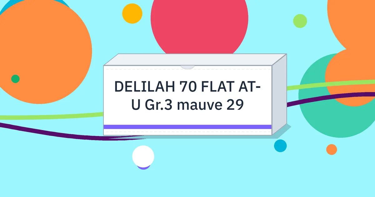Symbolbild: Packung mit der Aufschrift DELILAH 70 FLAT AT-U Gr.3 mauve 29 (PZN 13848938) – Verfügbarkeit und Bezug in Apotheken in Frankfurt am Main