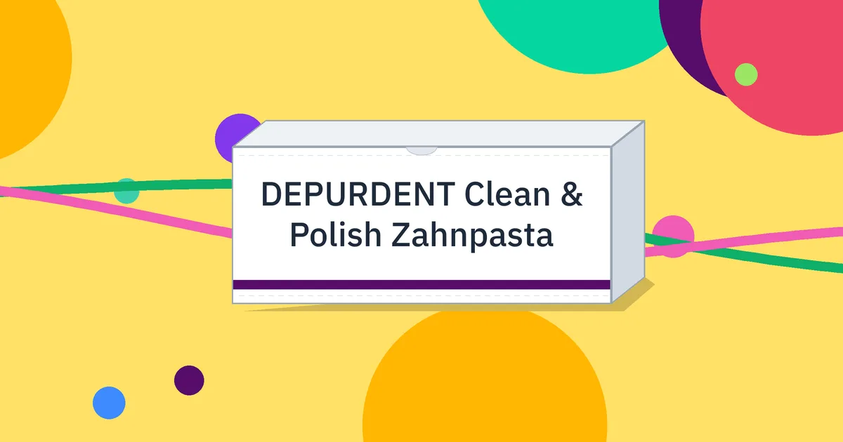 Symbolbild: Packung mit der Aufschrift DEPURDENT Clean & Polish Zahnpasta (PZN 16001208) – Verfügbarkeit und Bezug in Apotheken in Frankfurt am Main